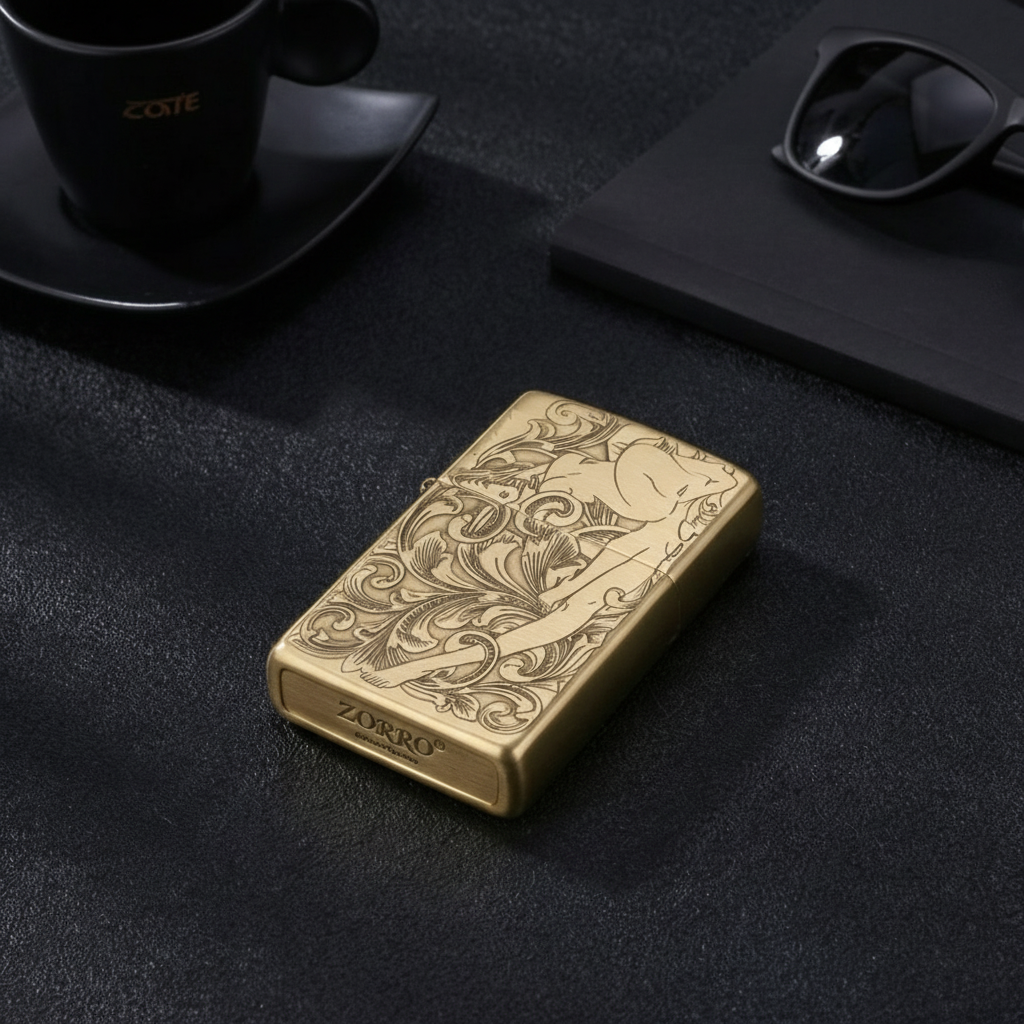 B ZORRO Brass Ultra Thin Double – Blaze Lighters